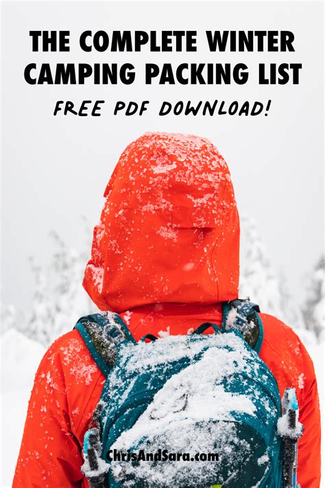 Winter Camping Packing List Free Pdf Chris And Sara