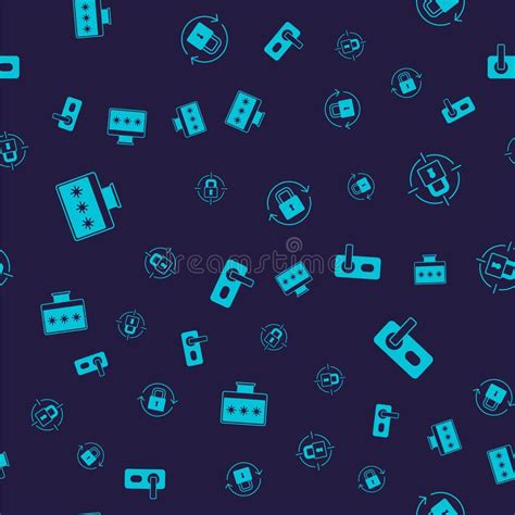 Set Monitor With Password Lock And Fingerprint Door Lock On Seamless Pattern Vector Stock
