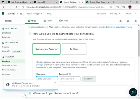 chapter 1 lab create and deploy an atlas cluster information missing