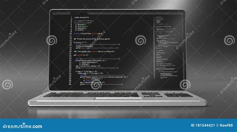 Programmiercode Auf Einem Laptop Bildschirm Schwarzer Hintergrund 3d Abbildung Stock Abbildung