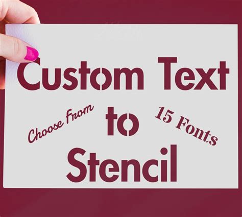 custom text word s to stencil personalised 15 fonts reusable