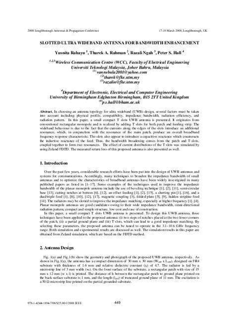 pdf slotted ultra wideband antenna for bandwidth enhancement