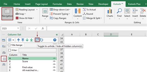 How To Toggle Column Visibility With A Button In Excel