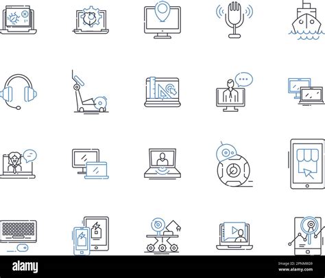 Cyber Industry Line Icons Collection Cybersecurity Encryption Malware Hackers Phishing