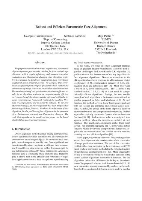 Pdf Robust And Efﬁcient Parametric Face Alignment I·bug · Robust