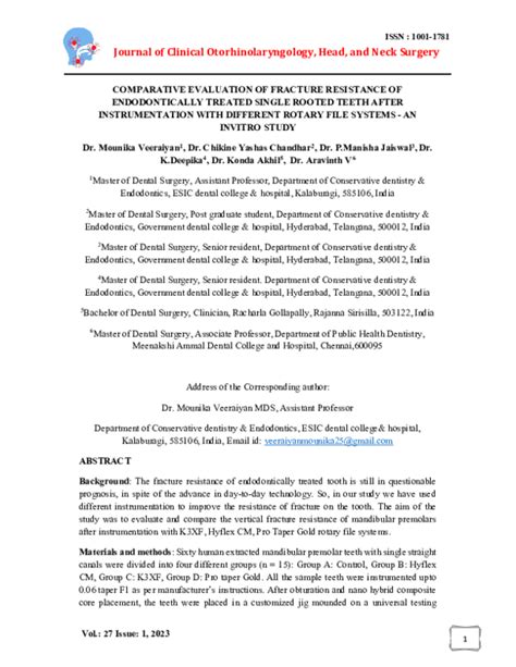 Pdf Comparative Evaluation Of Fracture Resistance Of Endodontically