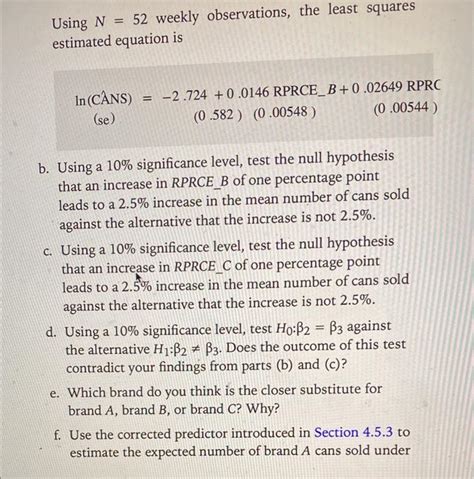 Solved 516 Consider A Log Linear Regression For The Weekly