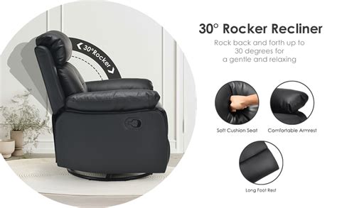 Small Rocker Swivel Recliner Chair For Adults Women For
