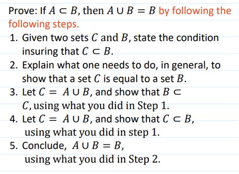 Solved Prove If A C B Then AUB B By Following The Chegg