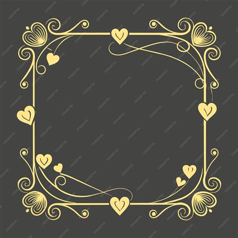 럭셔리 황금 사각형 프레임 어두운 배경 프리미엄 벡터