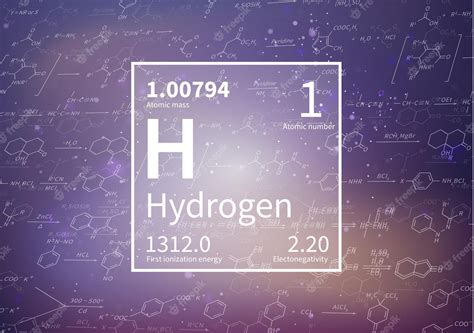Premium Vector Hydrogen Chemical Element With First Ionization Energy