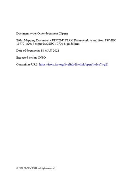 Mapping Prozm® Itam Framework To And From Isoiec 19770 1 2017 Rev May