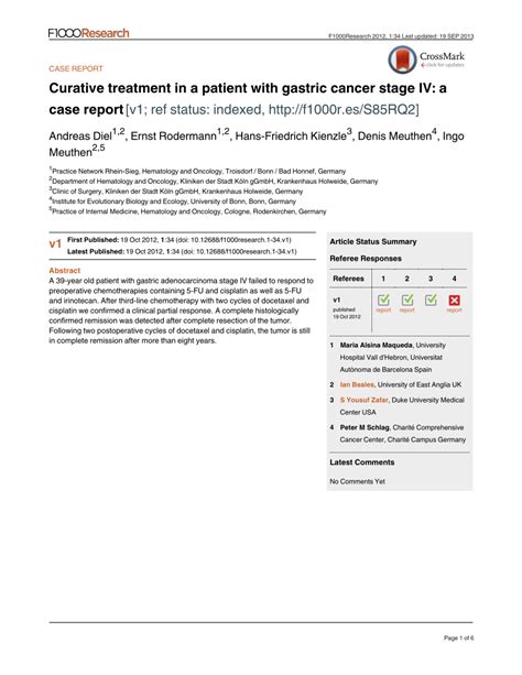Pdf Curative Treatment In A Patient With Gastric Cancer Stage Iv A