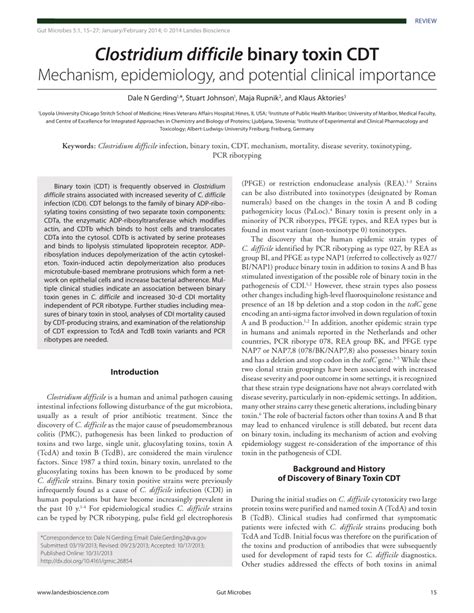 Pdf Clostridium Difficile Binary Toxin Cdt
