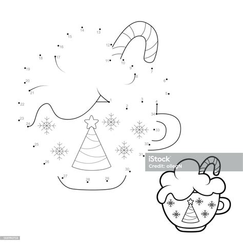 아이들을위한 크리스마스 퍼즐을 점점점 점 게임을 연결합니다 컵 벡터 일러스트레이션 0명에 대한 스톡 벡터 아트 및 기타 이미지