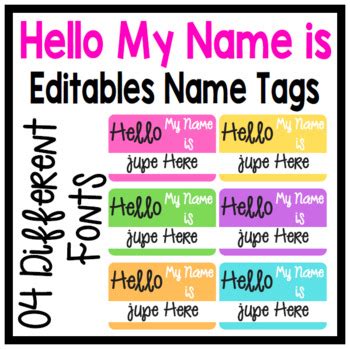 Hello My Name Is Editable Name Tags TPT
