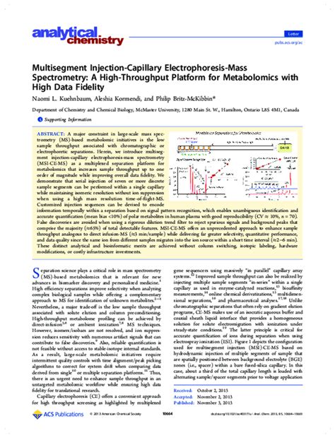 Pdf Multisegment Injection Capillary Electrophoresis Mass