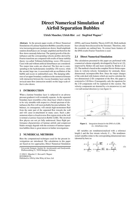 Pdf Direct Numerical Simulation Of Airfoil Separation Bubbles