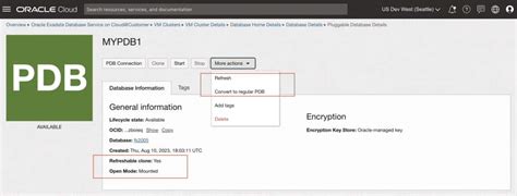enhanced pdb automation on exadata and base database services