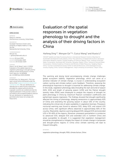 Pdf Evaluation Of The Spatial Responses In Vegetation Phenology To Drought And The Analysis Of