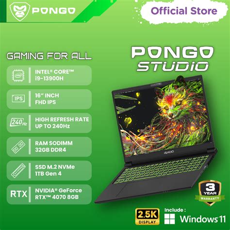 Jual Axioo Pongo Studio Intel Core I H Gb Tb Rtx Qhd Ips Colour Gamud Hz