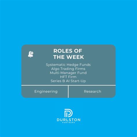Durlston Partners On Linkedin Roles Of The Week Engineering Systematic Hedge Fund Ldnnycchi