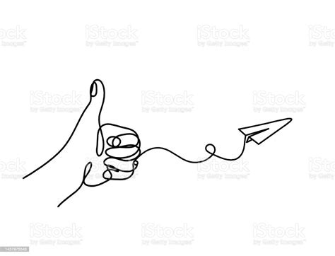흰색 배경에 선 그리기로 종이 비행기가 있는 추상적인 손 경제에 대한 스톡 벡터 아트 및 기타 이미지 경제 계약서 모임