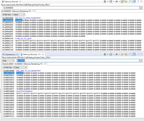 tms320f28388d problem with ipc msg share ram cm cpu2 core c2000