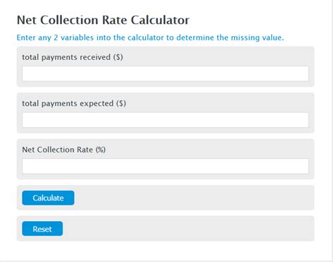 Net Collection Rate Calculator Calculator Academy