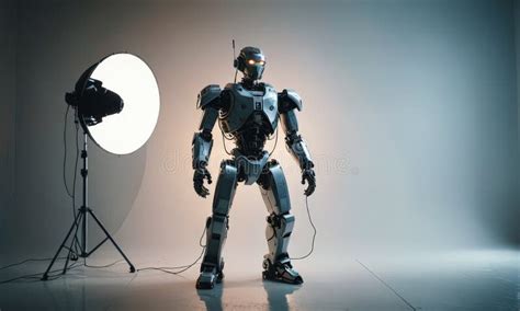 robot standing in front light stock illustration illustration of