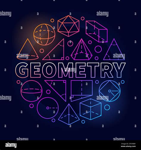 Geometry Round Colorful Illustration Vector Circular Linear Symbol Made With Word Geometry And