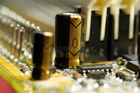 Computer Microcircuit With Electronic Components Chips Resistors