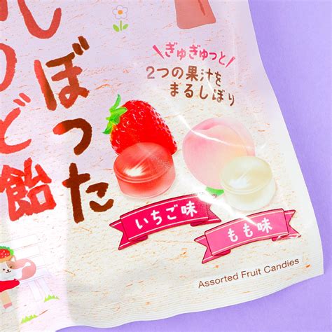 Kanro Whole Squeezed Fruit Throat Candy Strawberry And Peach Japan