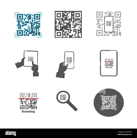 Vector Set Gray Flat Vector Icon Qr Code Verification Stock Vector Image And Art Alamy