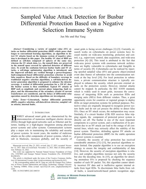 Pdf Sampled Value Attack Detection For Busbar Differential Protection