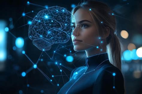 Neural Interface Synaptic Transmission Thought Augmentation And Digital Headgear Woman With