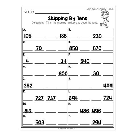 2nd Grade Math Worksheets Place Value Skip Counting By Tens