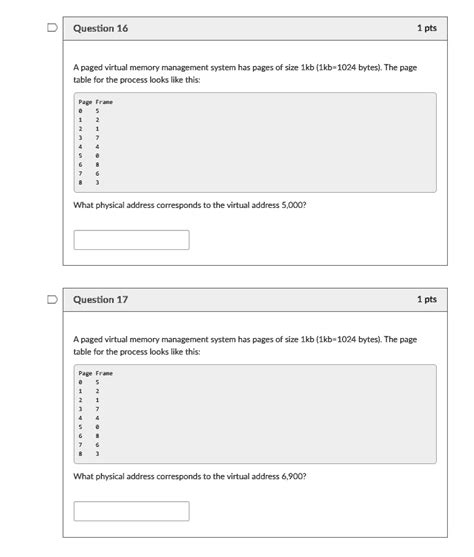 solved question 16 1 pts a paged virtual memory management system has