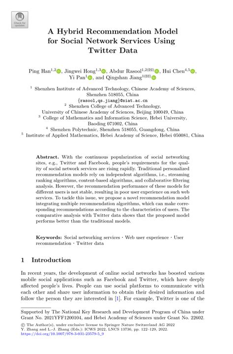 Pdf A Hybrid Recommendation Model For Social Network Services Using
