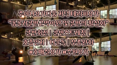 주아나요가다움 저녁 테라피요가폼롤러골반근막이완 및 골반의 활성화골반회전│골반스트레칭│호흡인지│다운독│부종완화호매실요가