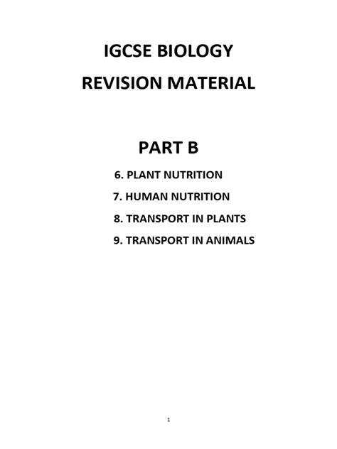 Igcse Revision Material Part B Pdf Stoma Small Intestine