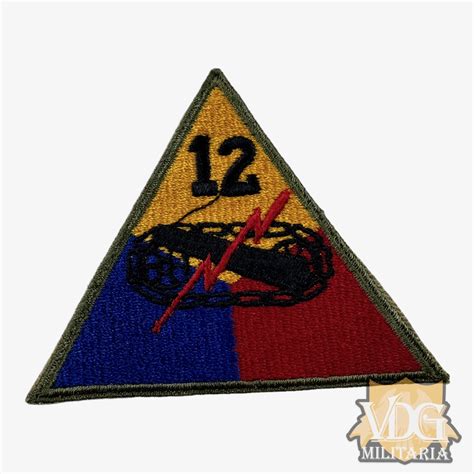 Ww2 Us Army 12th Armored Division Patch Insignia Ssi Vdg Militaria