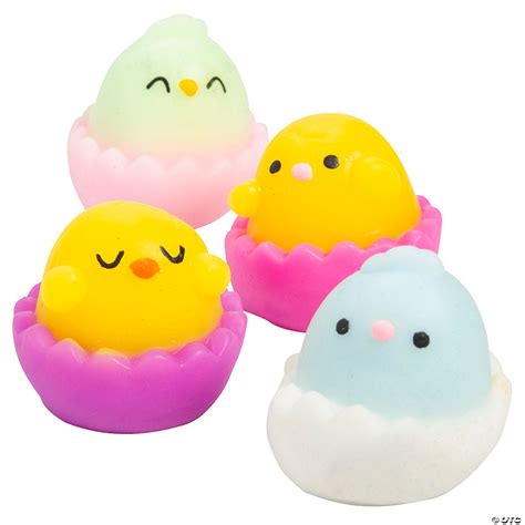 2 Large Easter Chicks In Eggshells Mochi Squish Toys 12 Pc