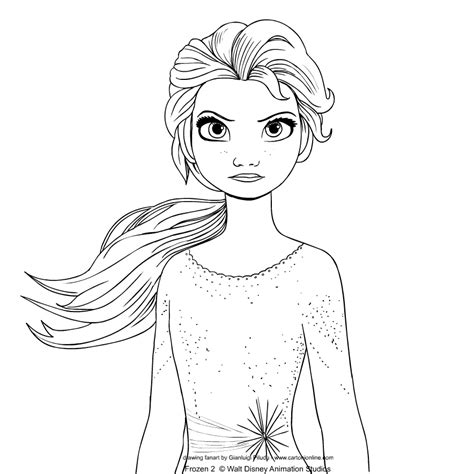 Free Printable Print Frozen 2 Coloring Pages Elsa Hair Down