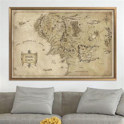 Lord Of The Rings Movie Map World Map Artwork Middle Earth Antique