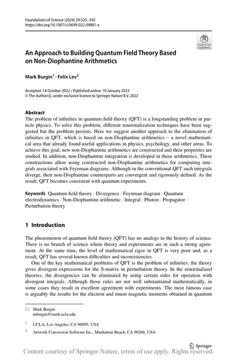 An Approach To Building Quantum Field Theory Based On Non Diophantine