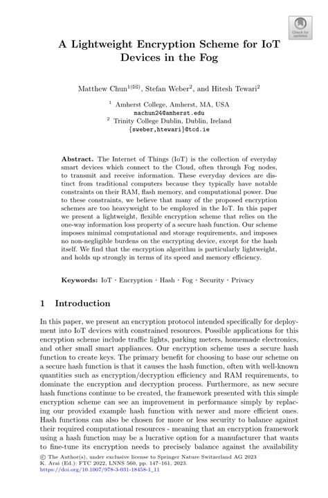 pdf a lightweight encryption scheme for iot devices in the fog