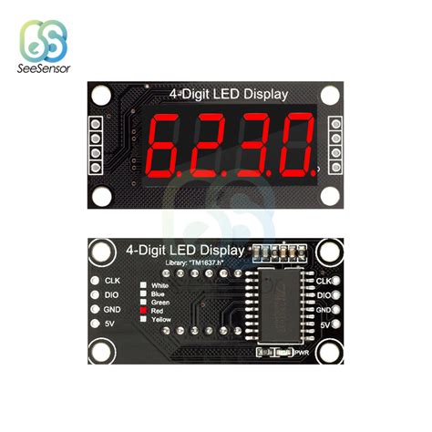 Tm1637 7 Segments Digital Led Display Tube Decimal 036 Inch Yellow Blue 4 Digit Module Board