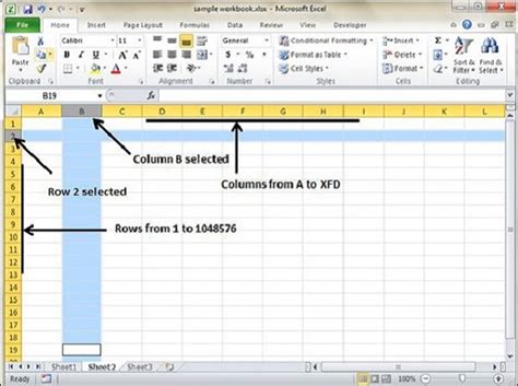 rows and columns in excel 2010