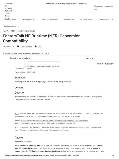 Factorytalk Me Runtime Mer Conversion Compatibility Pdf 64 Bit